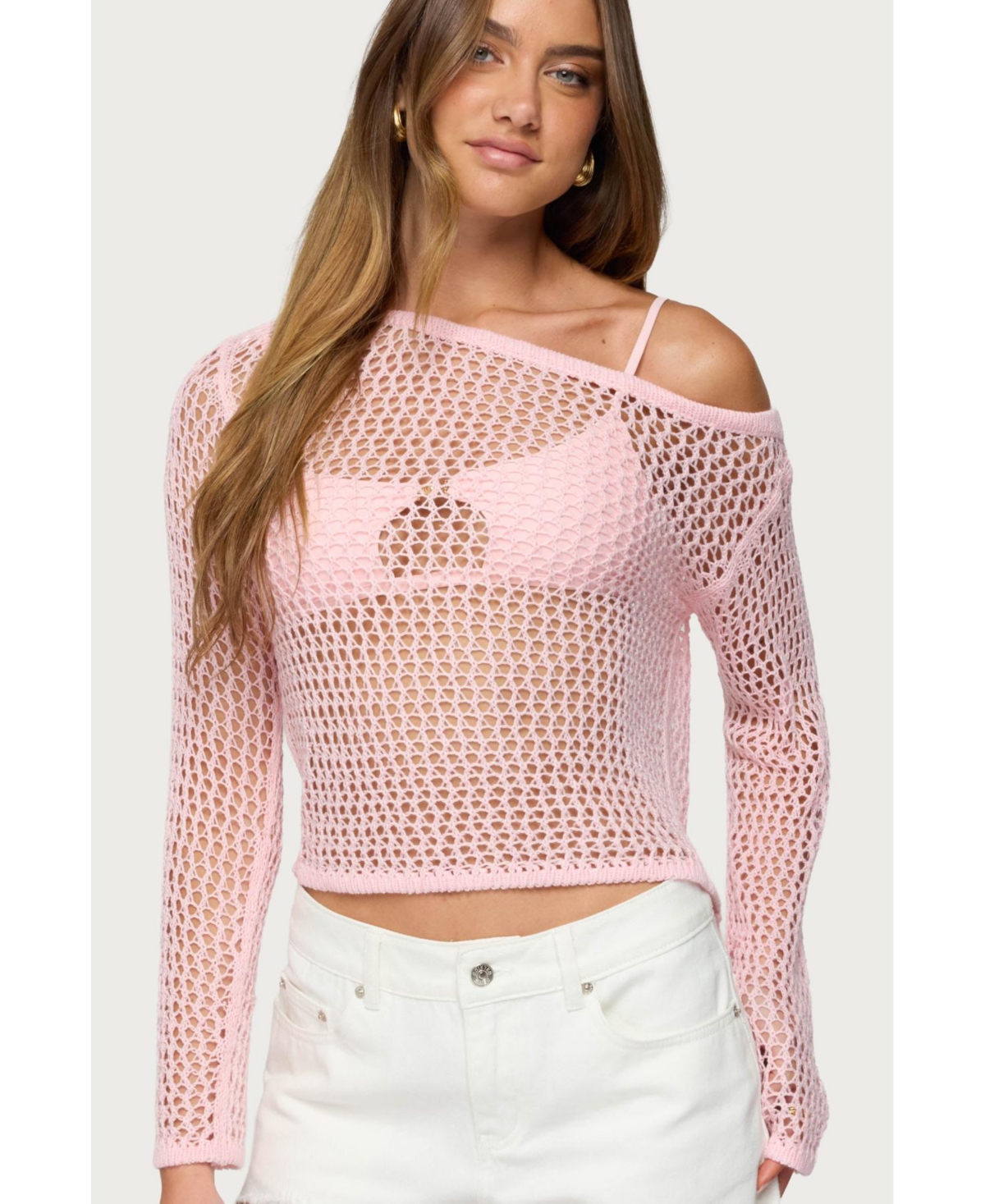 Click here for Edikted Womens Inara Off Shoulder Crochet Top - Li... prices