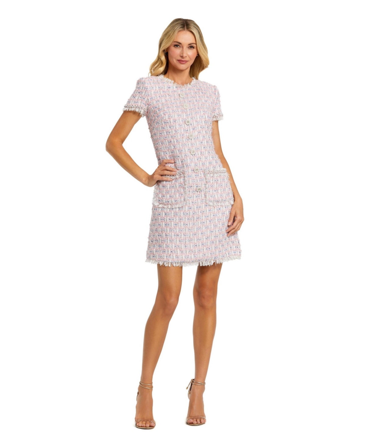 Click here for Mac Duggal Womens Floral Buttons and Pearl Detaili... prices