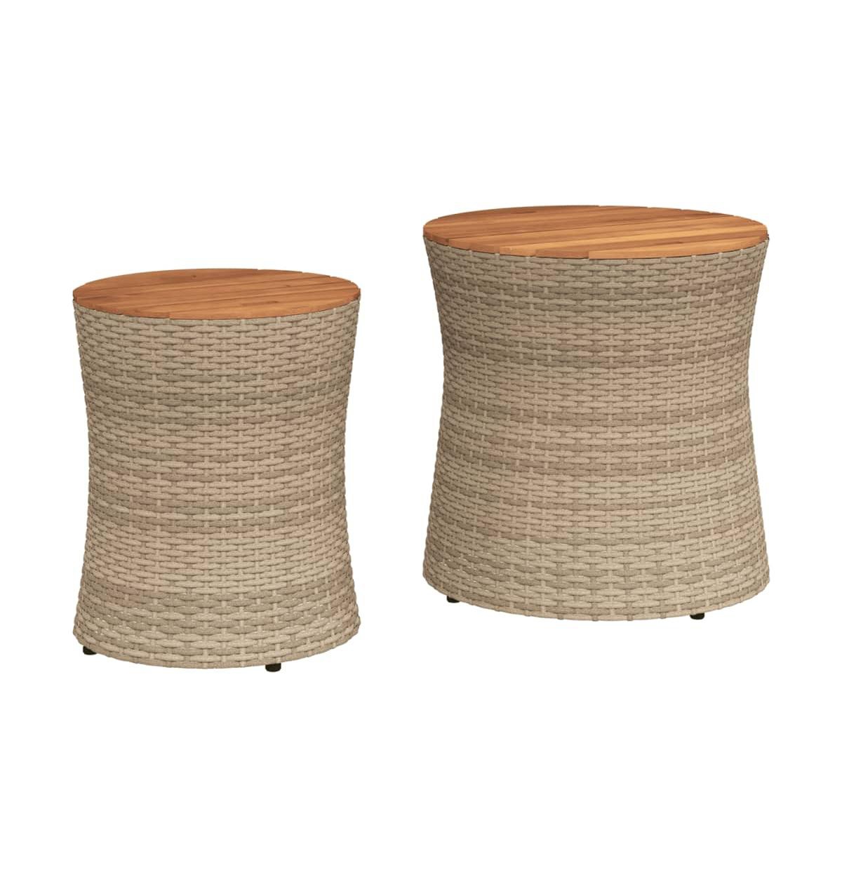 Click here for vidaXL Patio Side Tables 2 pcs with Wooden Top Bei... prices
