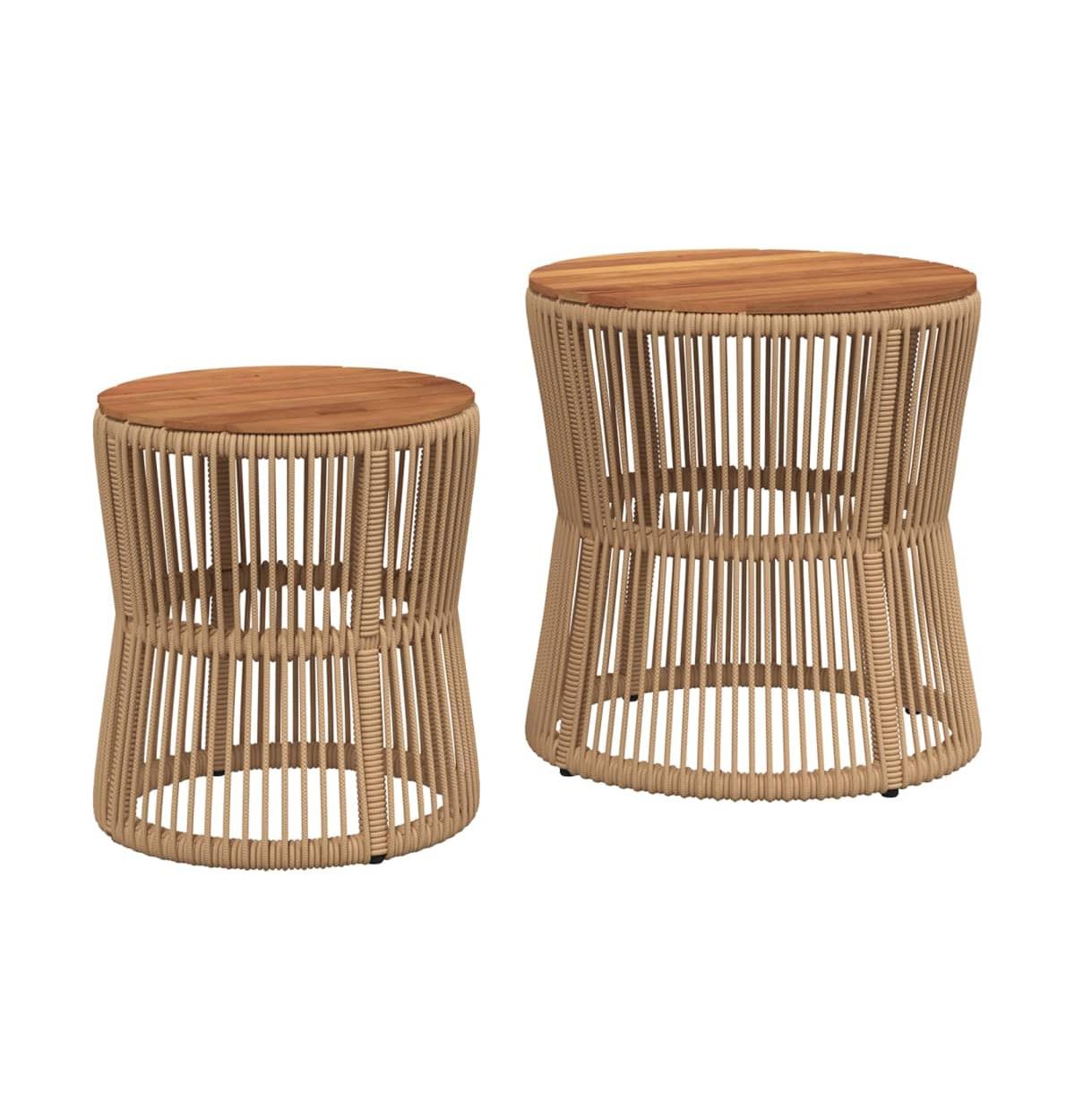 Click here for vidaXL Patio Side Tables 2 pcs with Wooden Top Bei... prices