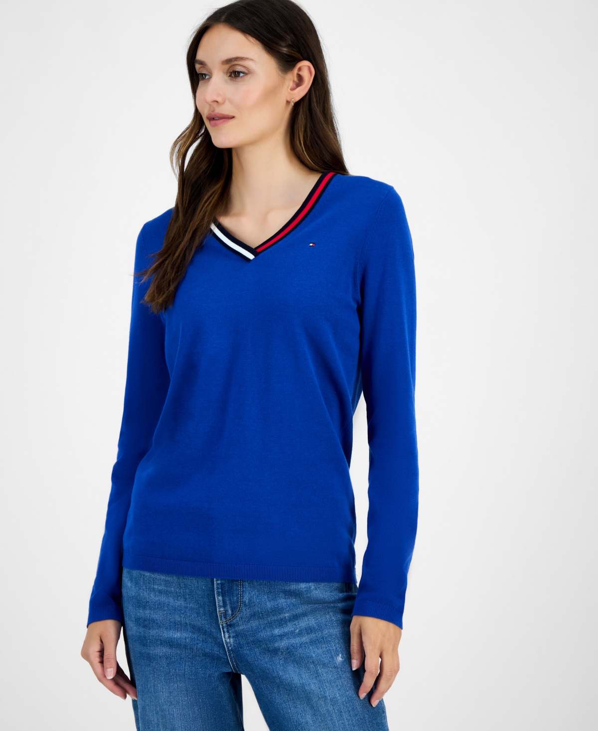 Click here for Tommy Hilfiger Womens Cotton V-Neck Sweater - True... prices