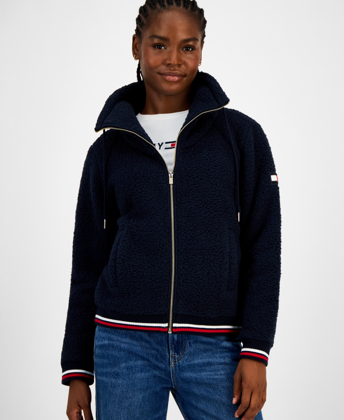 Click here for Tommy Hilfiger Womens Faux-Sherpa Contrast-Rib Bom... prices