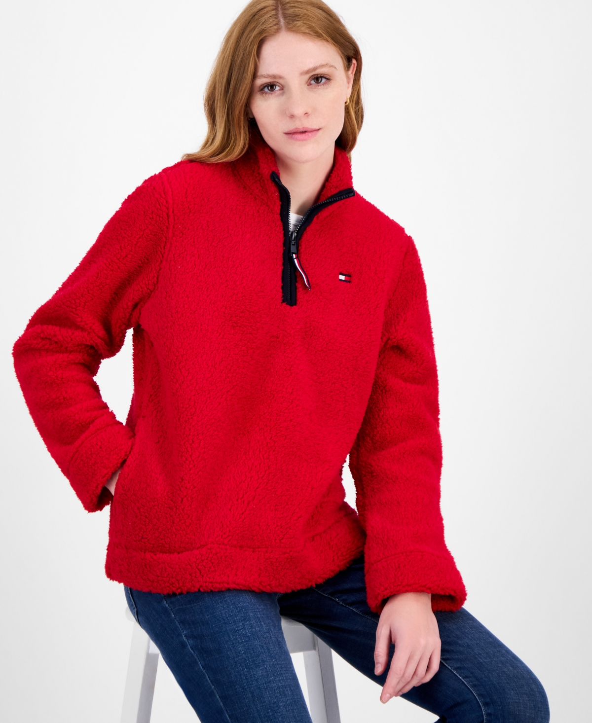 Click here for Tommy Hilfiger Womens Quarter-Zip Faux-Sherpa Jack... prices