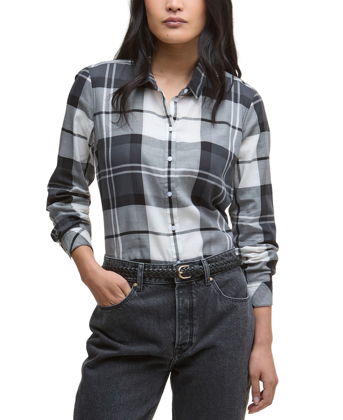 Click here for Barbour Womens Bredon Button-Front Plaid Shirt - B... prices