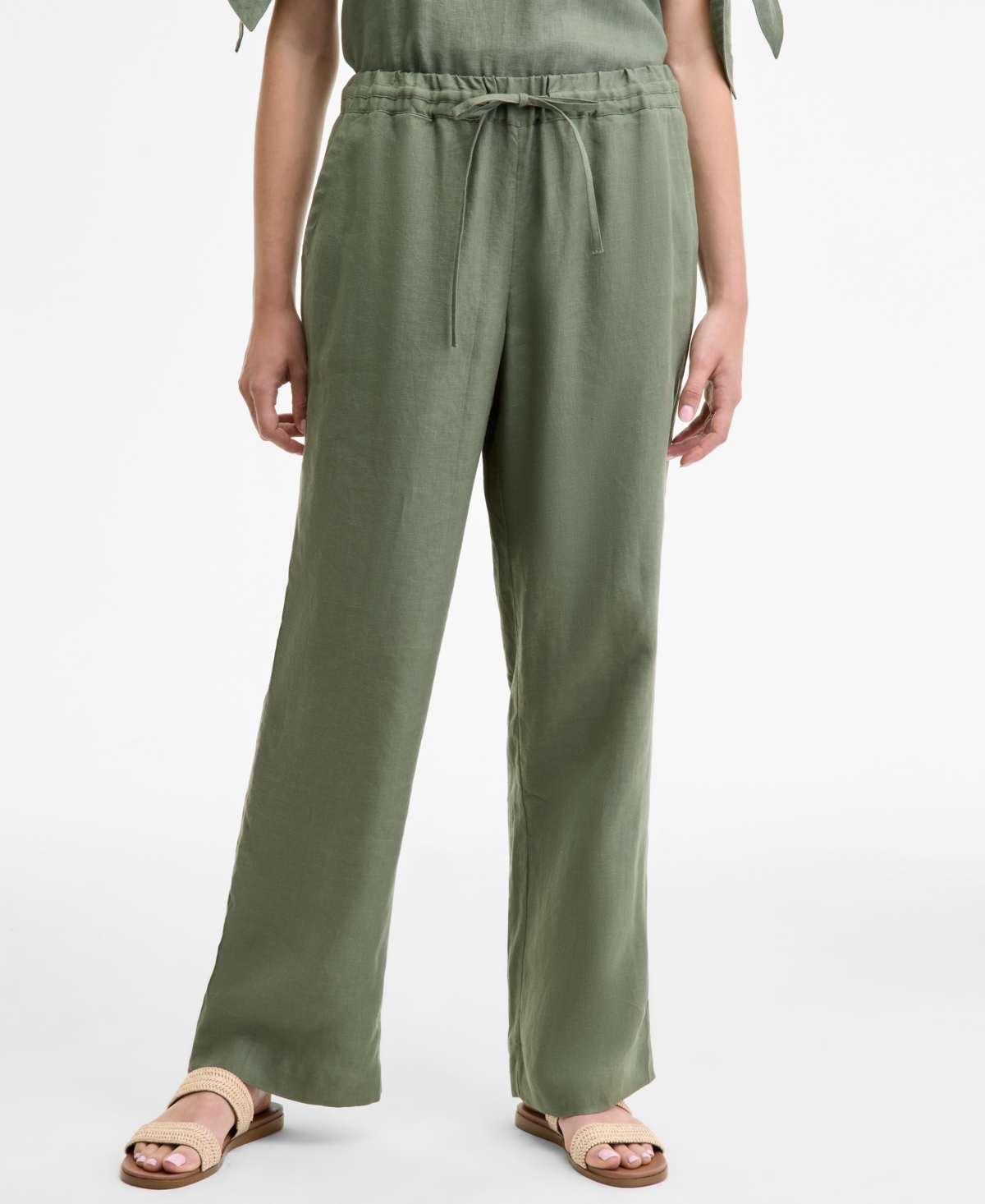 Click here for Charter Club Petite 100 Linen Drawstring Pants  Cr... prices