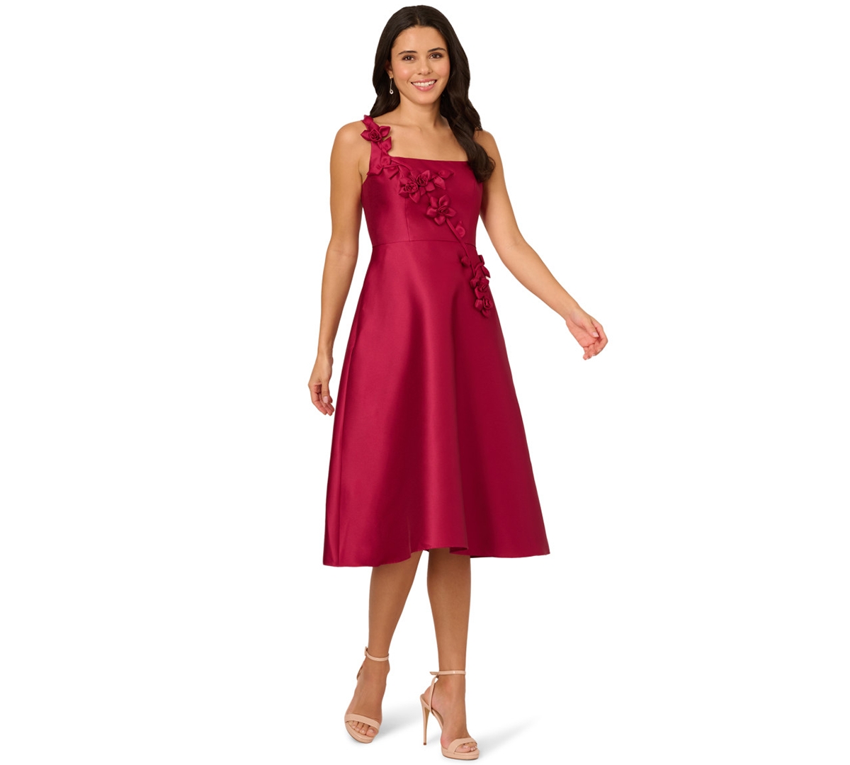Click here for Adrianna Papell Womens Mikado 3D Flower Midi Dress... prices