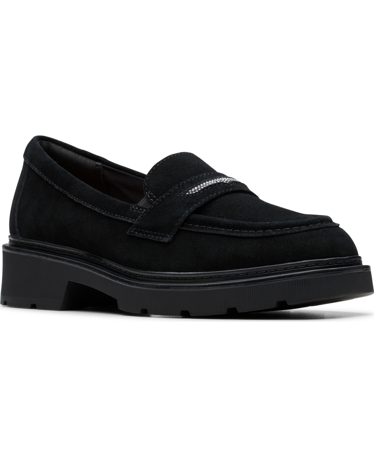 Click here for Clarks Womens Lauryl Step Round Toe Loafers - Blac... prices