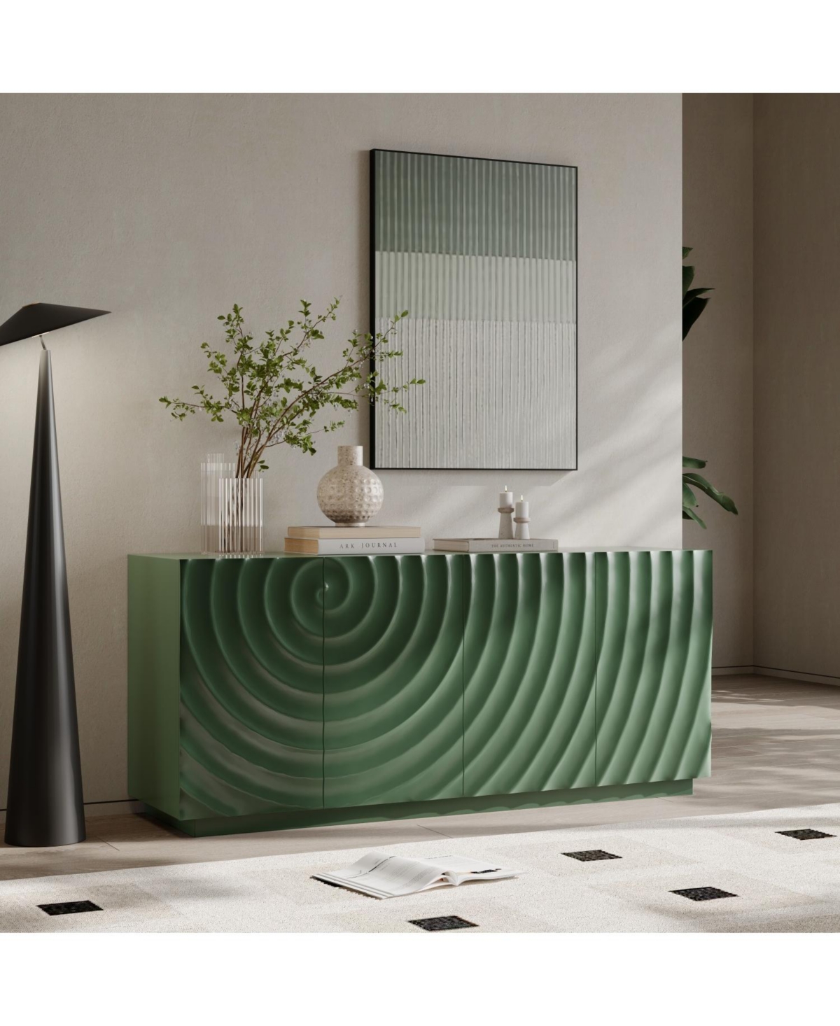 Click here for Streamdale Furniture Stylish 4-Door Green Cabinet... prices