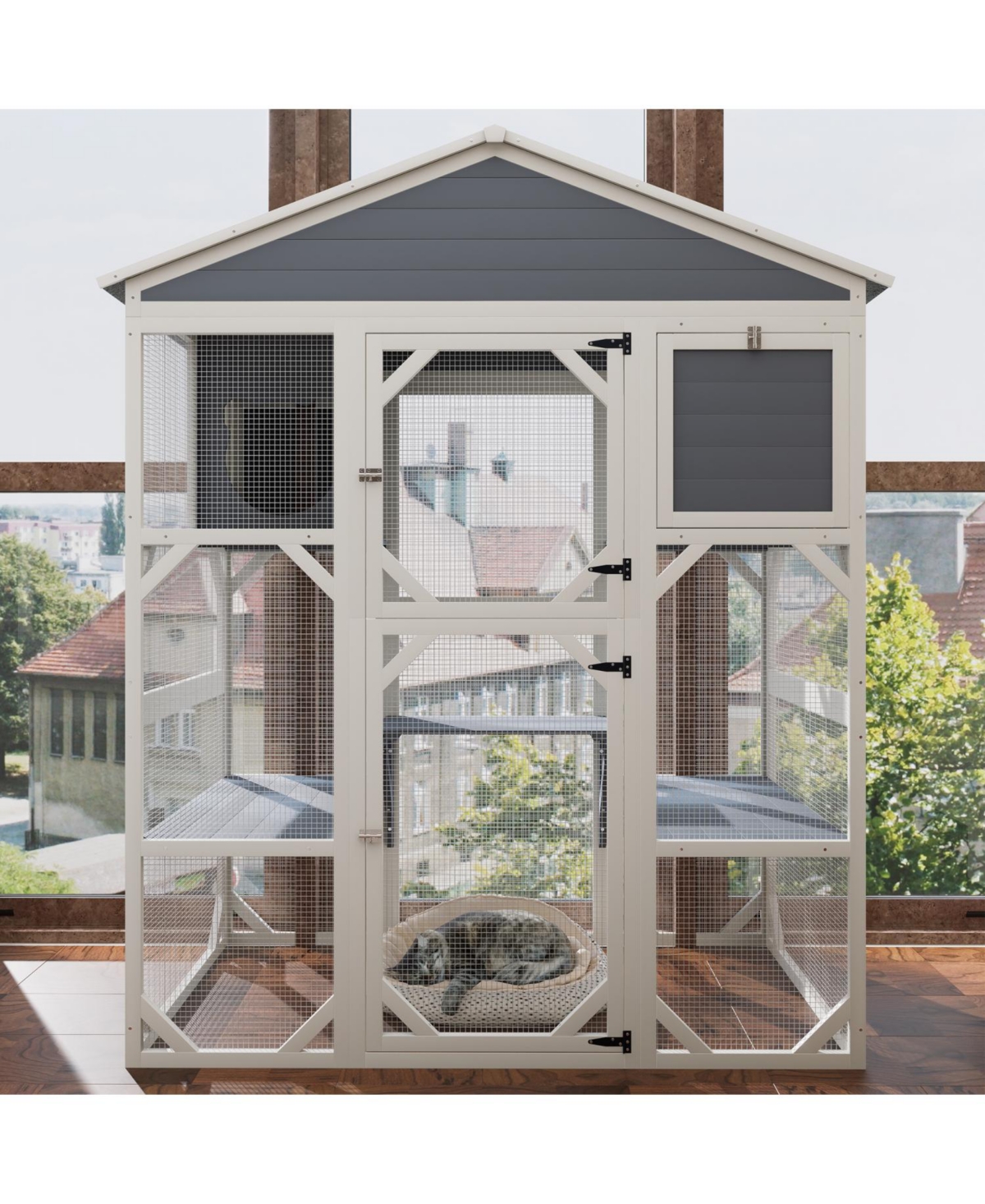 Click here for Streamdale Furniture Gray Wooden Catio Outdoor Cat... prices