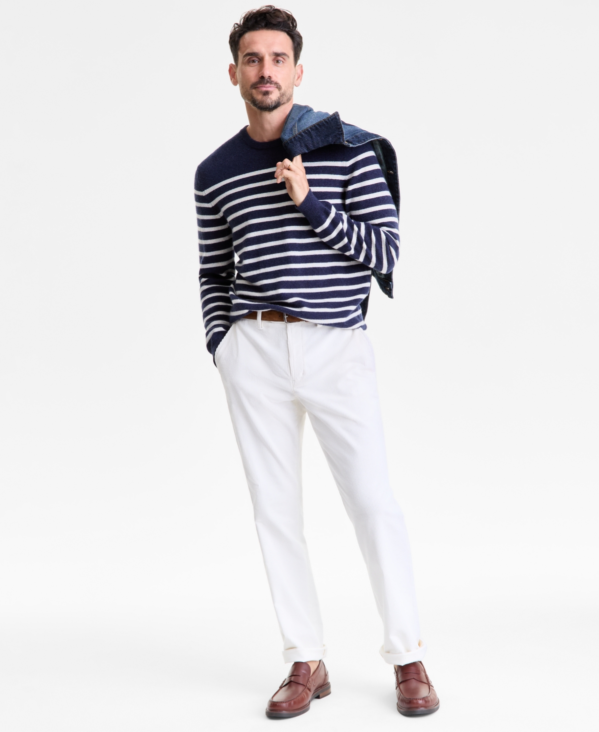 Click here for Club Room Mens Breton Regular-Fit Stripe 100 Cashm... prices