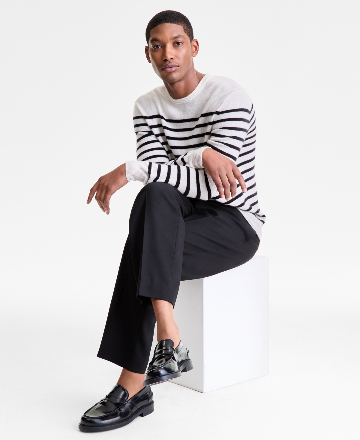 Click here for Club Room Mens Breton Regular-Fit Stripe 100 Cashm... prices