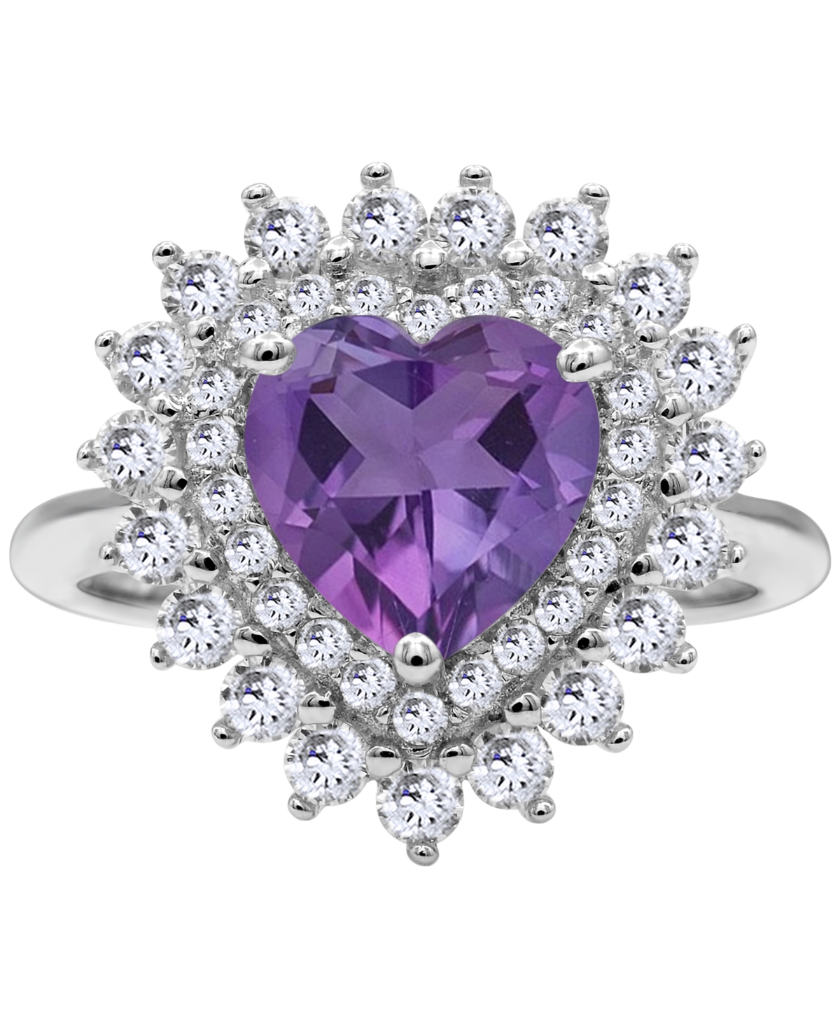 Click here for Womens Heart Ring in Sterling Silver - Amethyst prices
