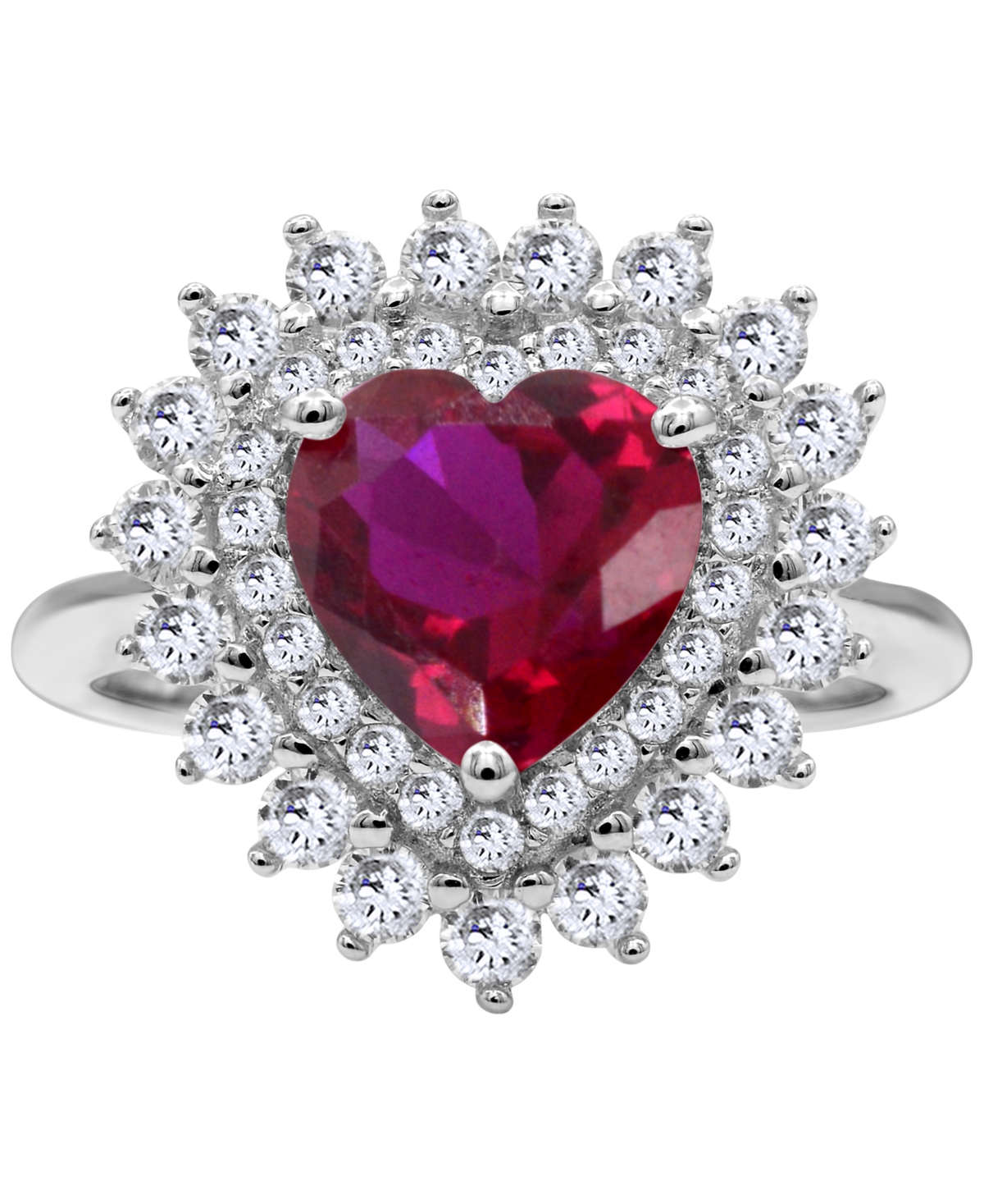 Click here for Womens Heart Ring in Sterling Silver - Ruby prices
