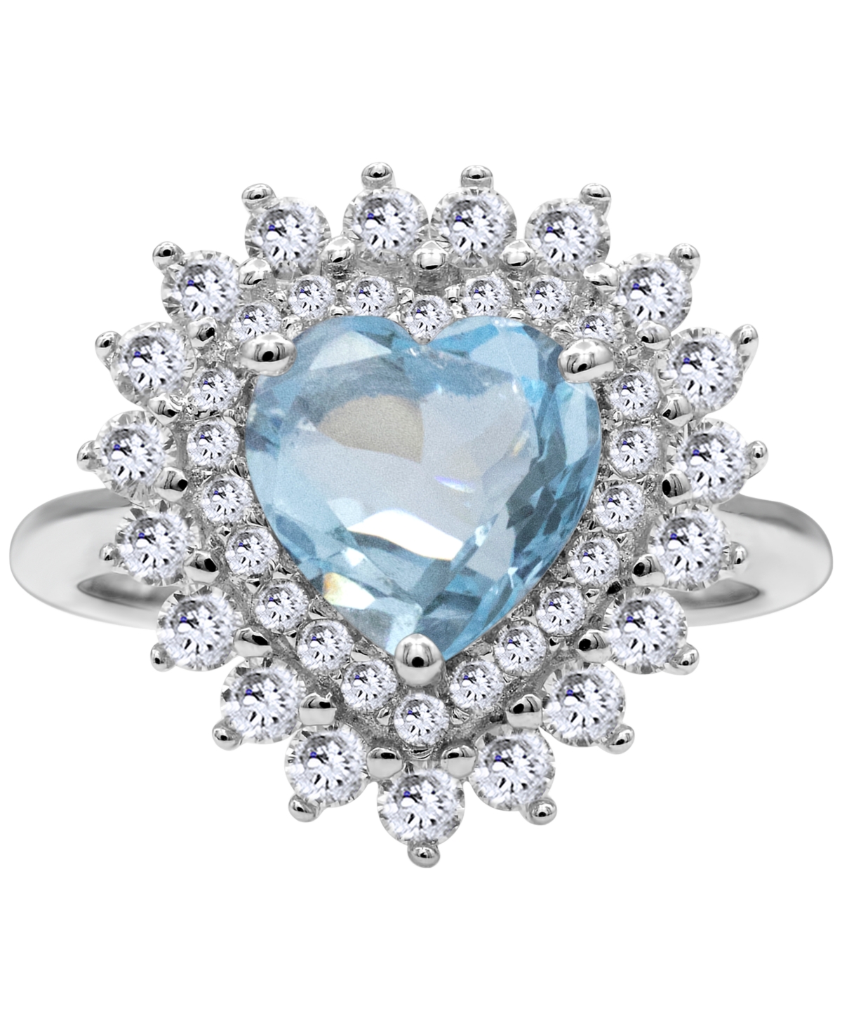 Click here for Womens Heart Ring in Sterling Silver - Sky Blue To... prices