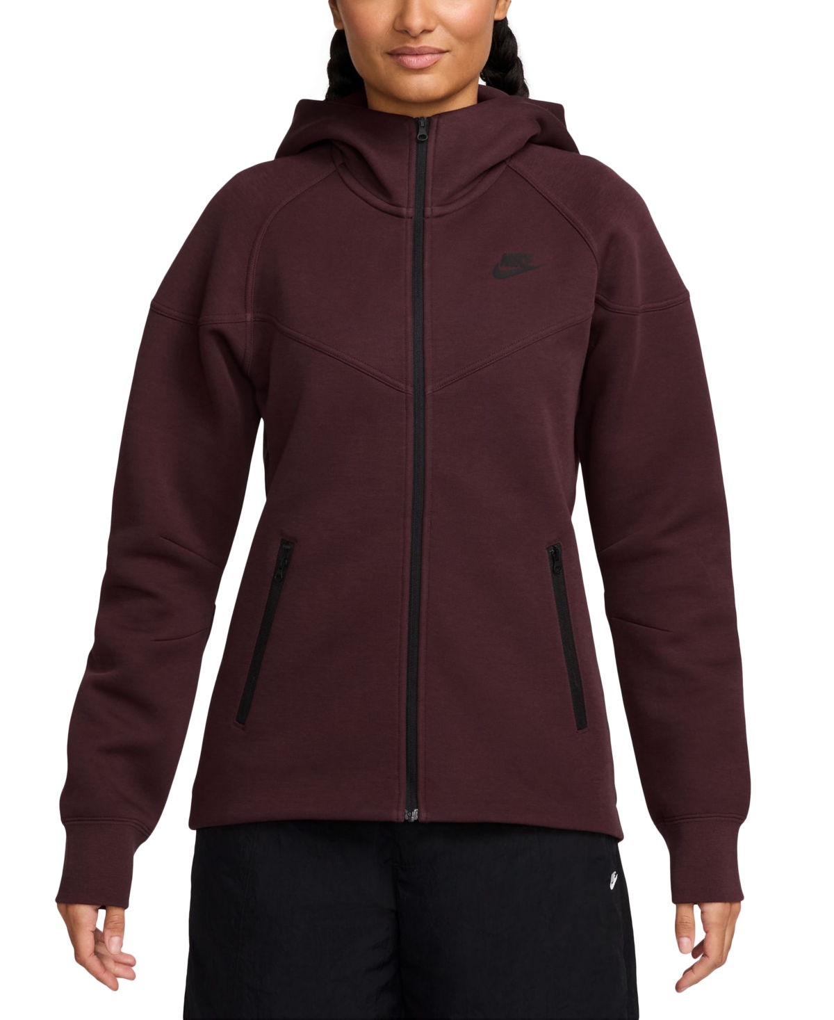 Nike Womens Sportswear Tech Fleece Windrunner Full-Zip Hoodie - Burgundy Crush/black