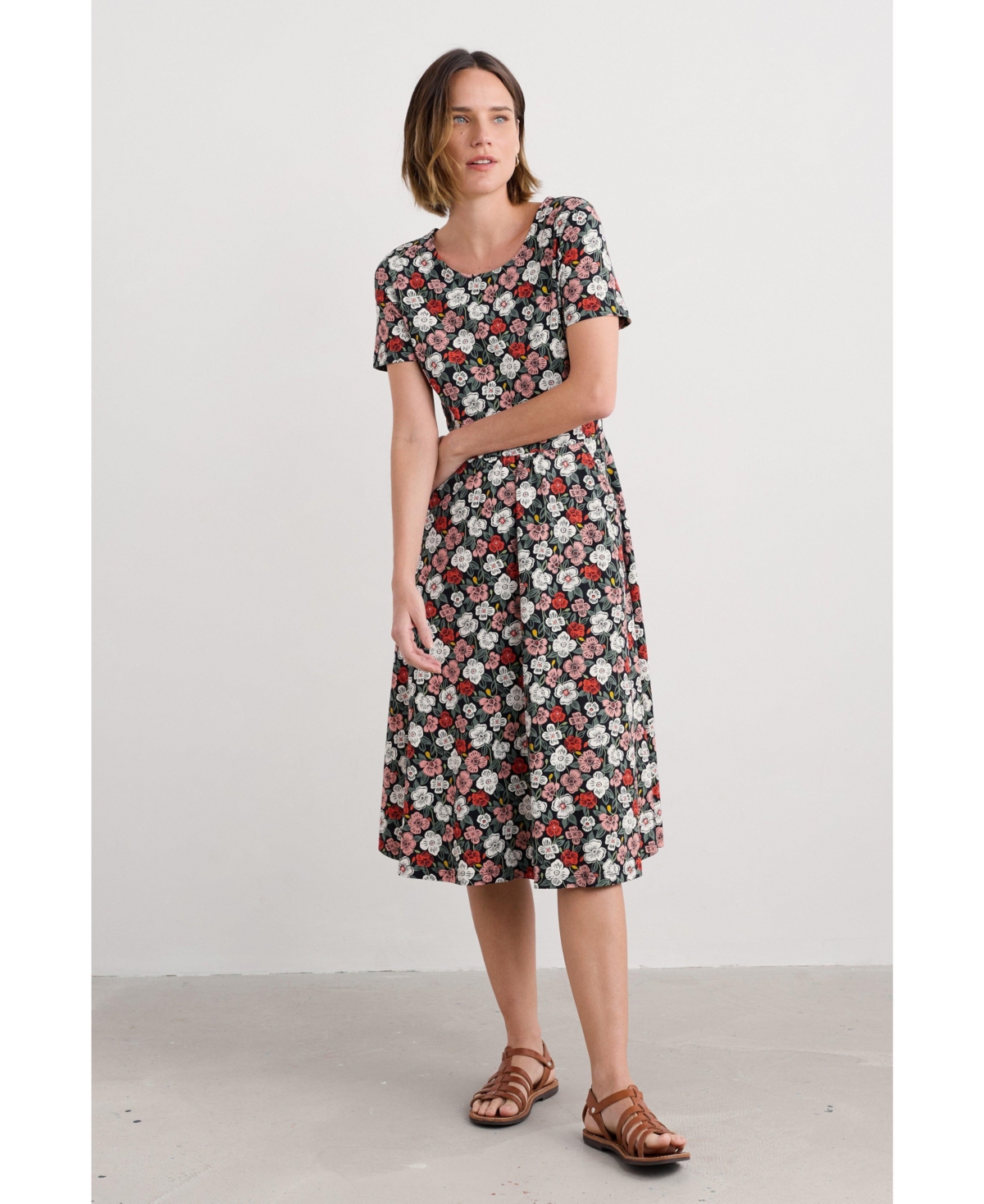 Seasalt Cornwall Womens S/S April Dress - Floral tumble onyx
