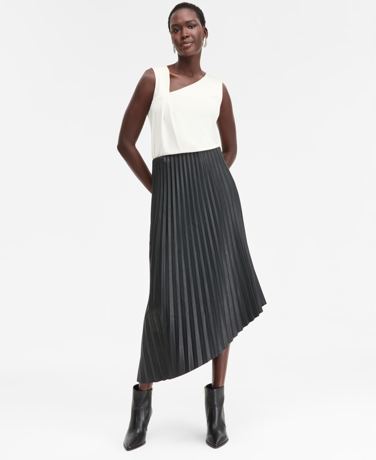 Click here for I.n.c. International Concepts Womens Pleated Faux-... prices