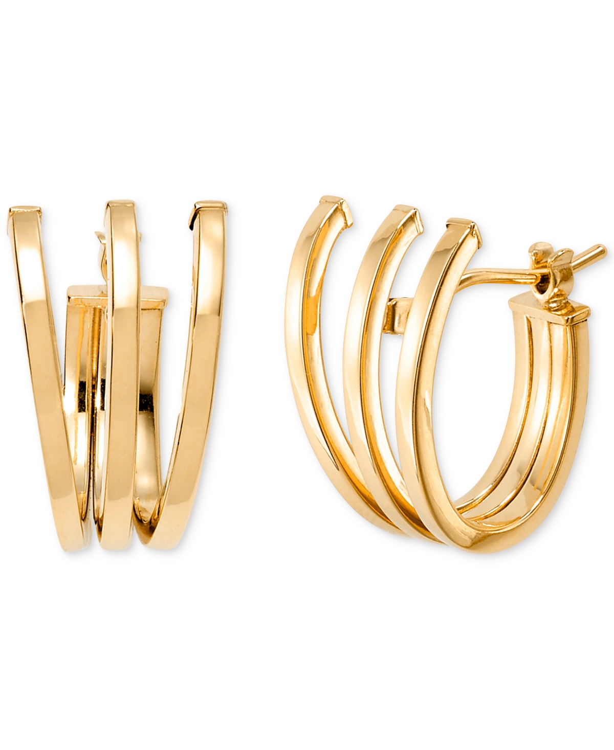 Click here for Macys Polished Triple Row Extra-Small C Hoop Earri... prices