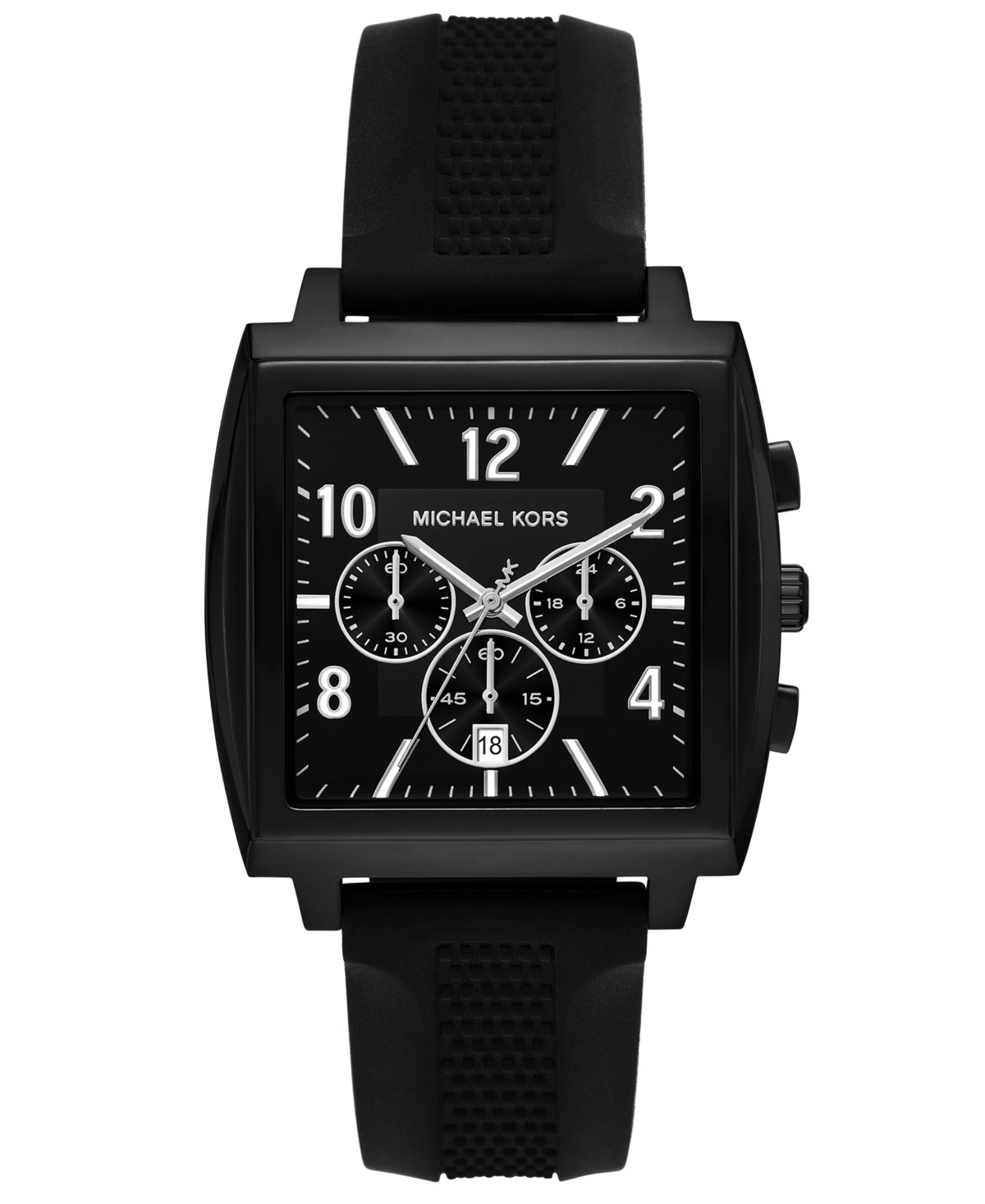Click here for Michael Kors MensÂ Rhys Chronograph Black Silicone... prices