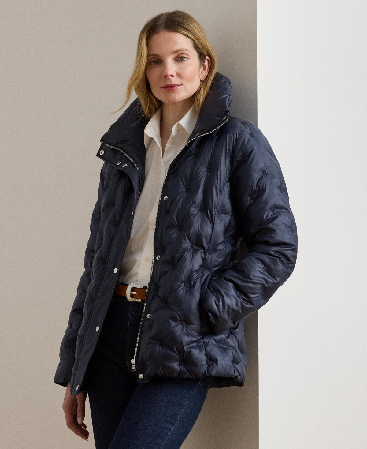 Click here for Lauren Ralph Lauren Womens Embroidered Puffer Coat... prices