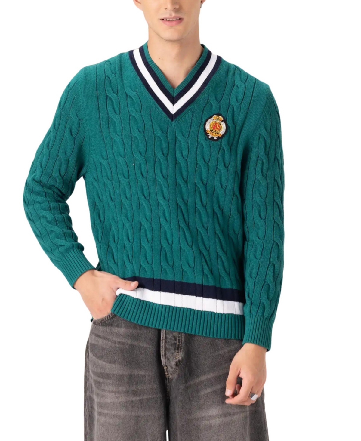Click here for Members Only Mens Cotton Cable Knit Cricket Sweate... prices