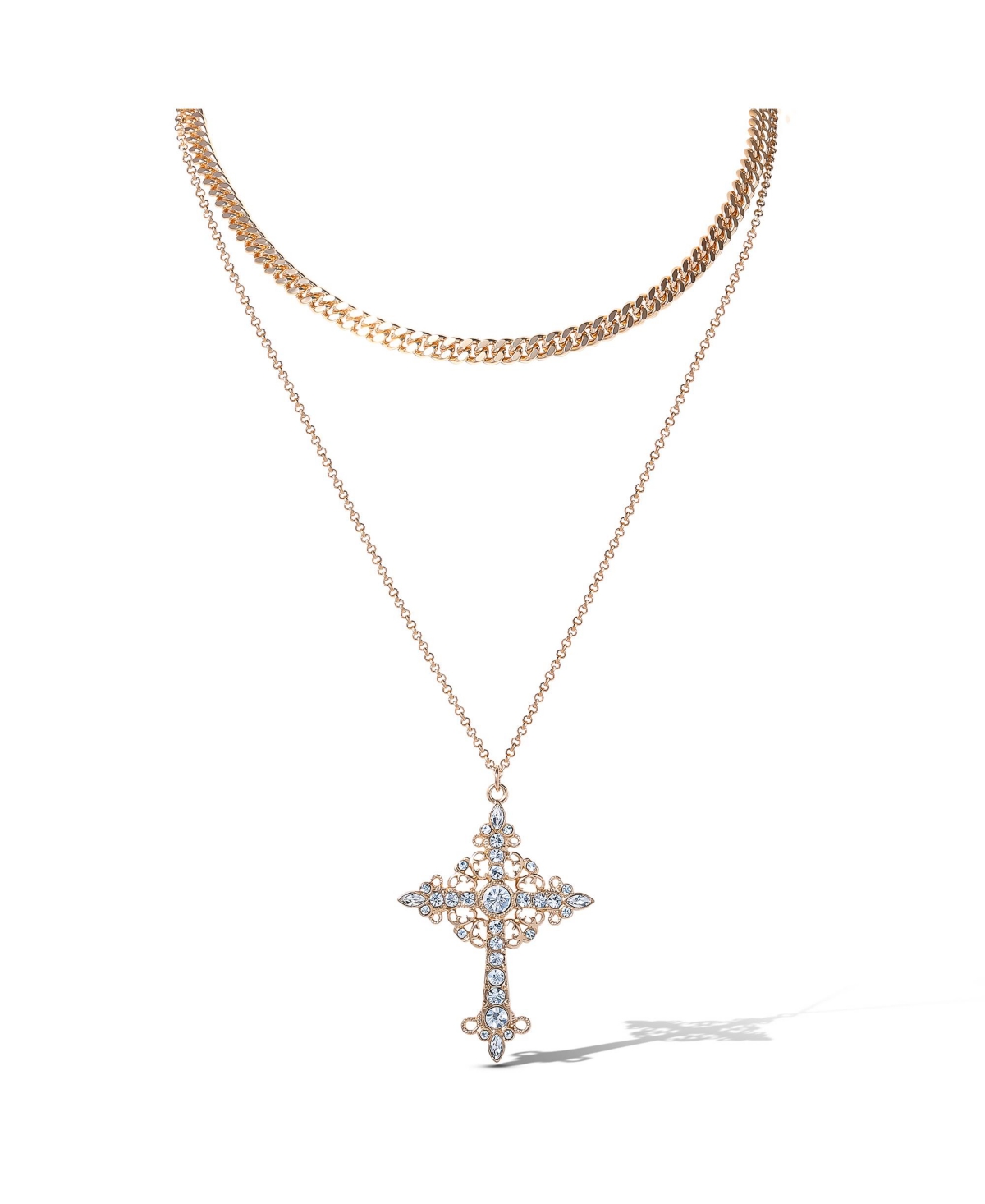 Click here for Jessica Simpson Gold-Tone Rhinestone Cross and Cur... prices