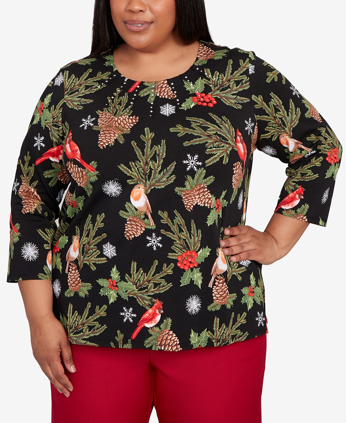 Click here for Alfred Dunner Plus Size Classic Cardinals And Pine... prices