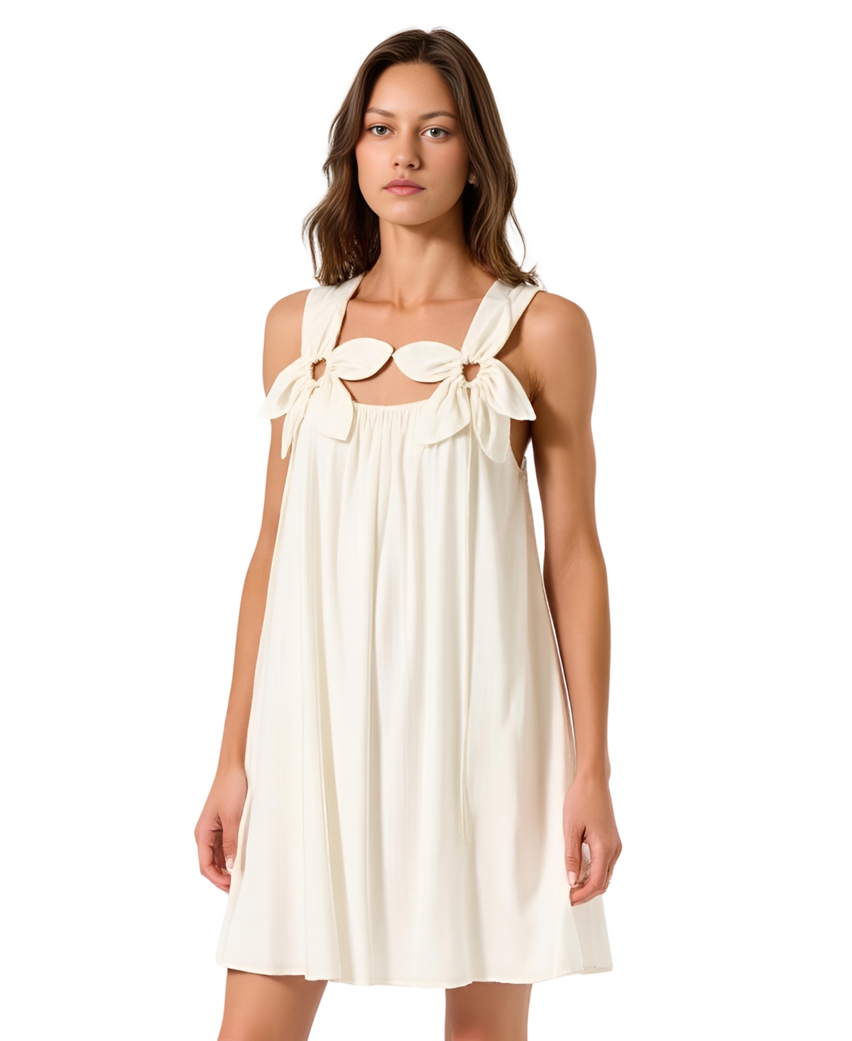 Click here for Modenaire Womens Sleeveless Babydoll Floral Appliq... prices