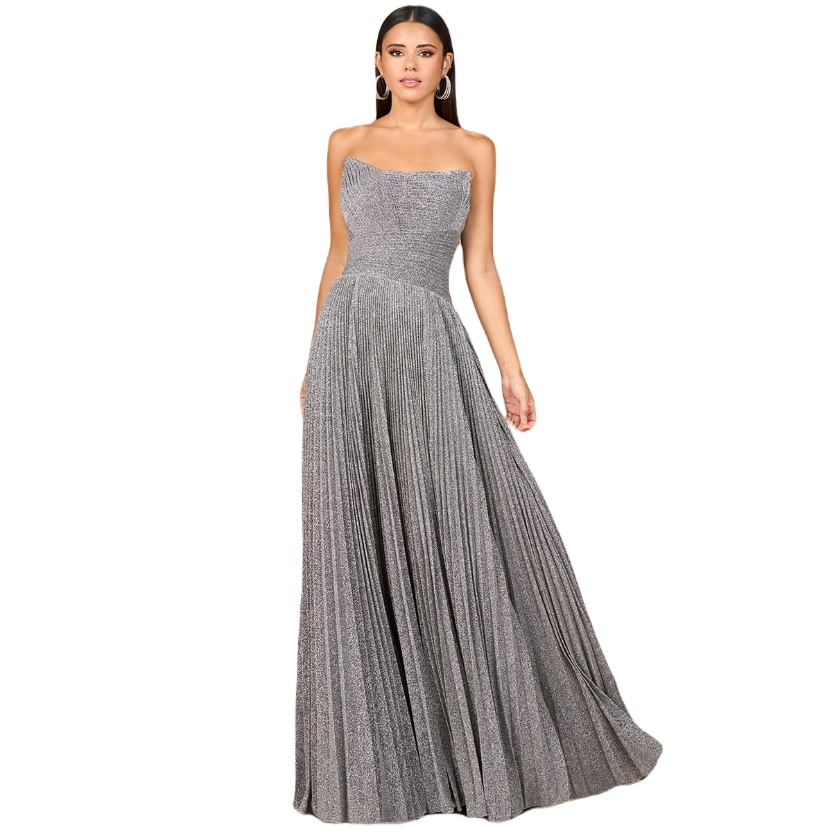 Click here for Lara Womens Flowing Pleated  Strapless Dress - Gra... prices