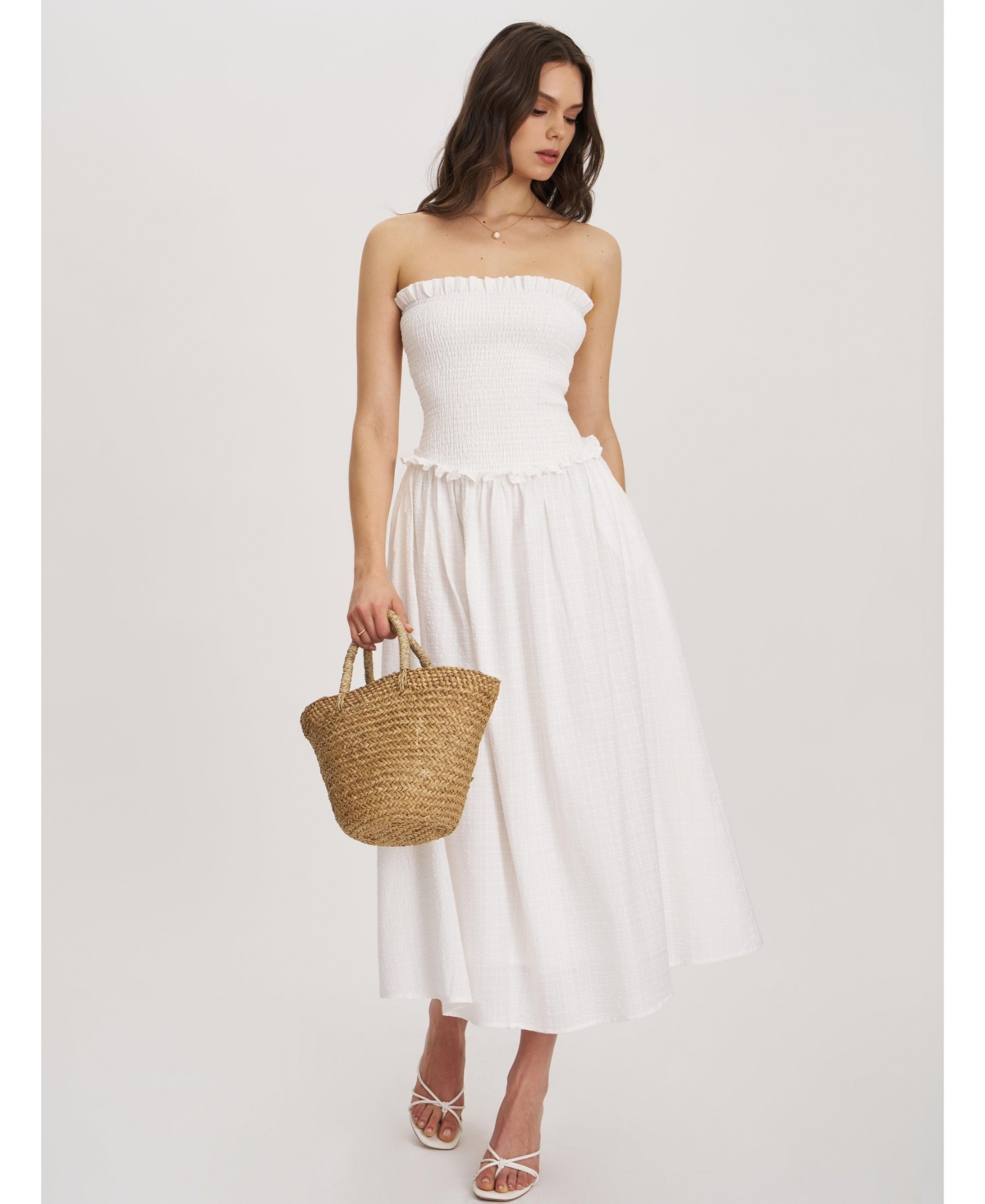 Click here for Miss Circle Womens Quadiya Smock Top Strapless Dro... prices