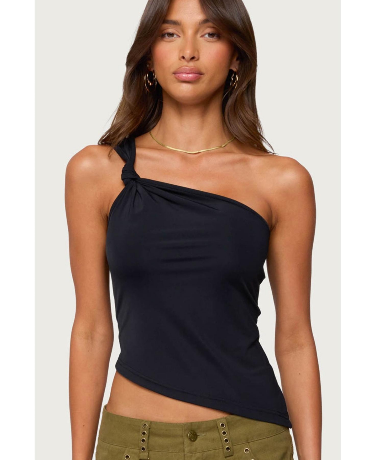 Click here for Edikted Womens Knotted One Shoulder Asymmetric Top... prices