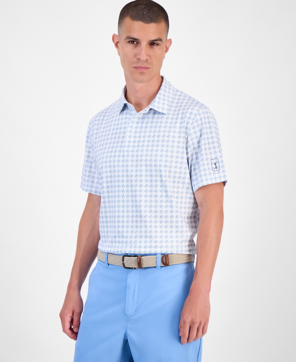 Click here for Pga Tour Mens All-Over Geometrical Polo Shirt - Br... prices
