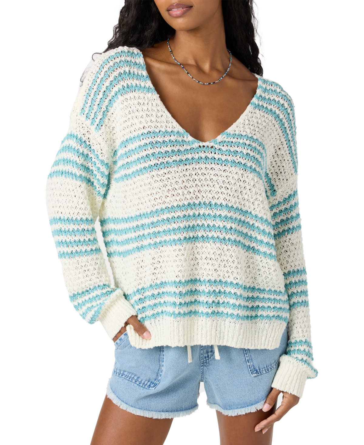 Click here for ONeill Juniors Iyla V-Neck Long-Sleeve Cotton Swea... prices