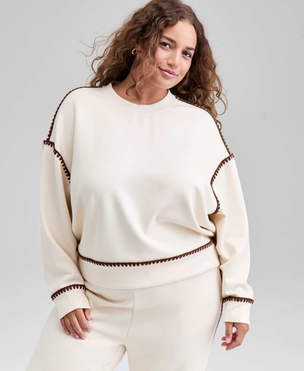 Click here for And Now This Trendy Plus Size Scuba Whipstitch Swe... prices