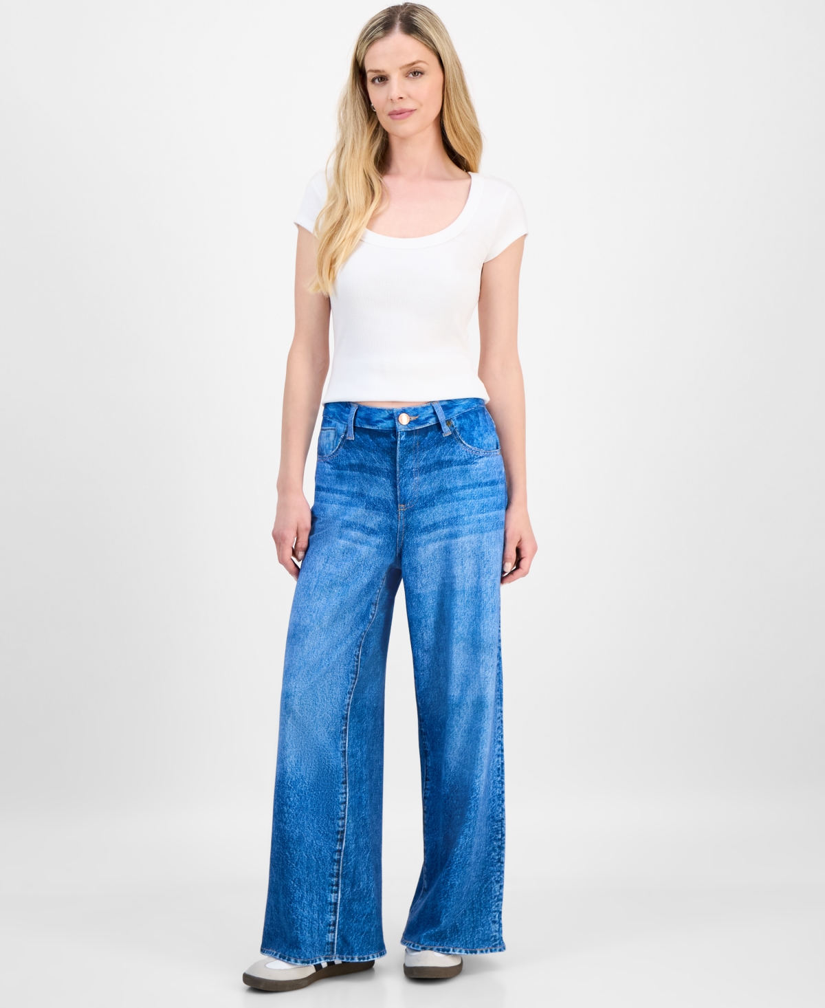 Click here for Democracy Petite Sky-Rise French Terry Wide-Leg Je... prices