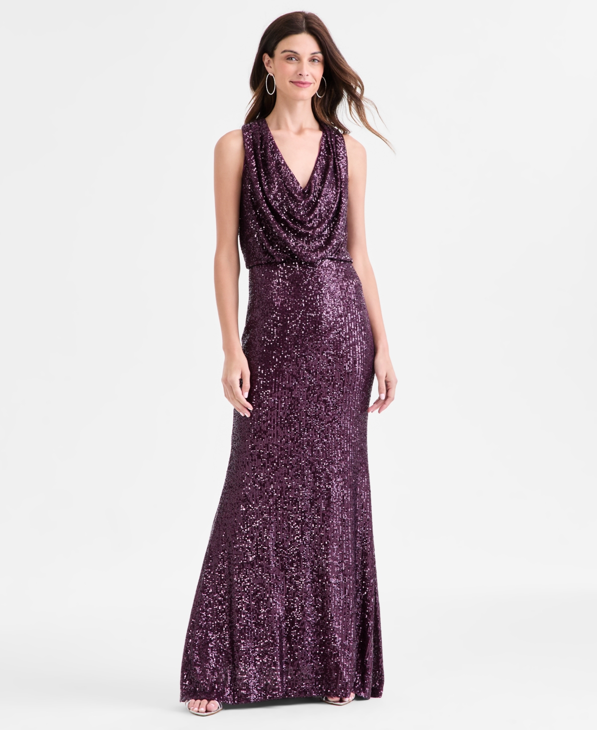 Click here for Eliza J Womens Sequined Cowlneck Gown - PLUM prices