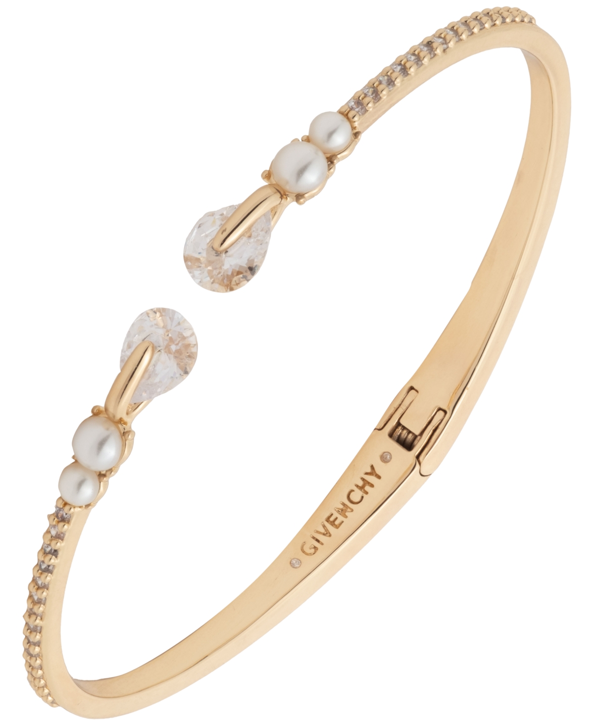 Click here for Givenchy Faux-Pearl Crystal Cuff Bracelet - White prices