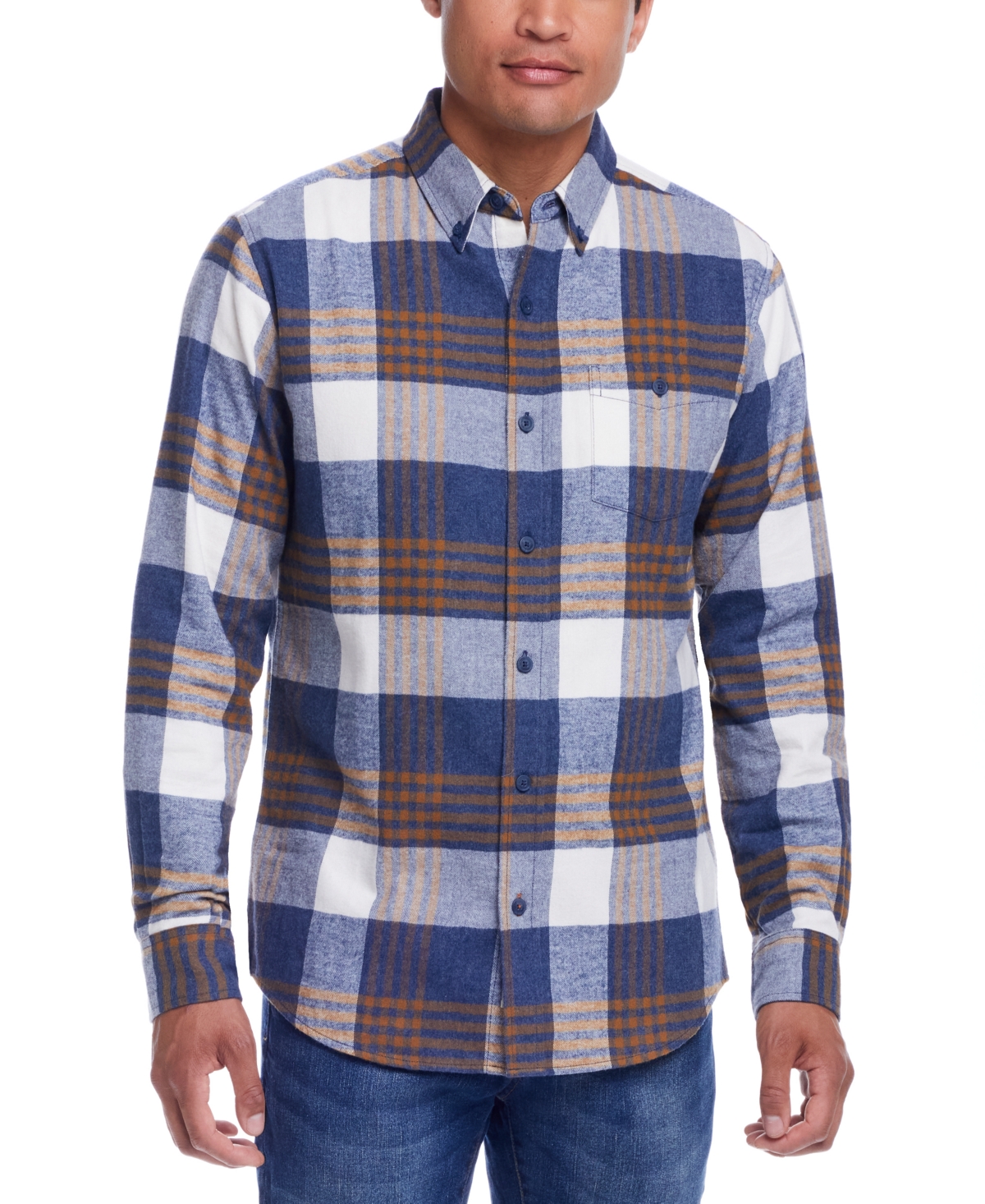 Click here for Weatherproof Vintage Mens Flannel Shirt - Blue prices