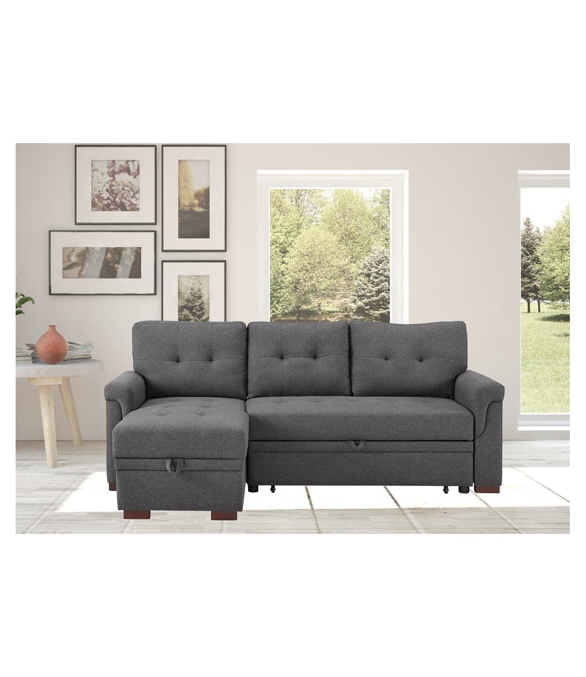 Click here for Homlux 84"W Dark Gray Linen Reversible Sleepe... prices