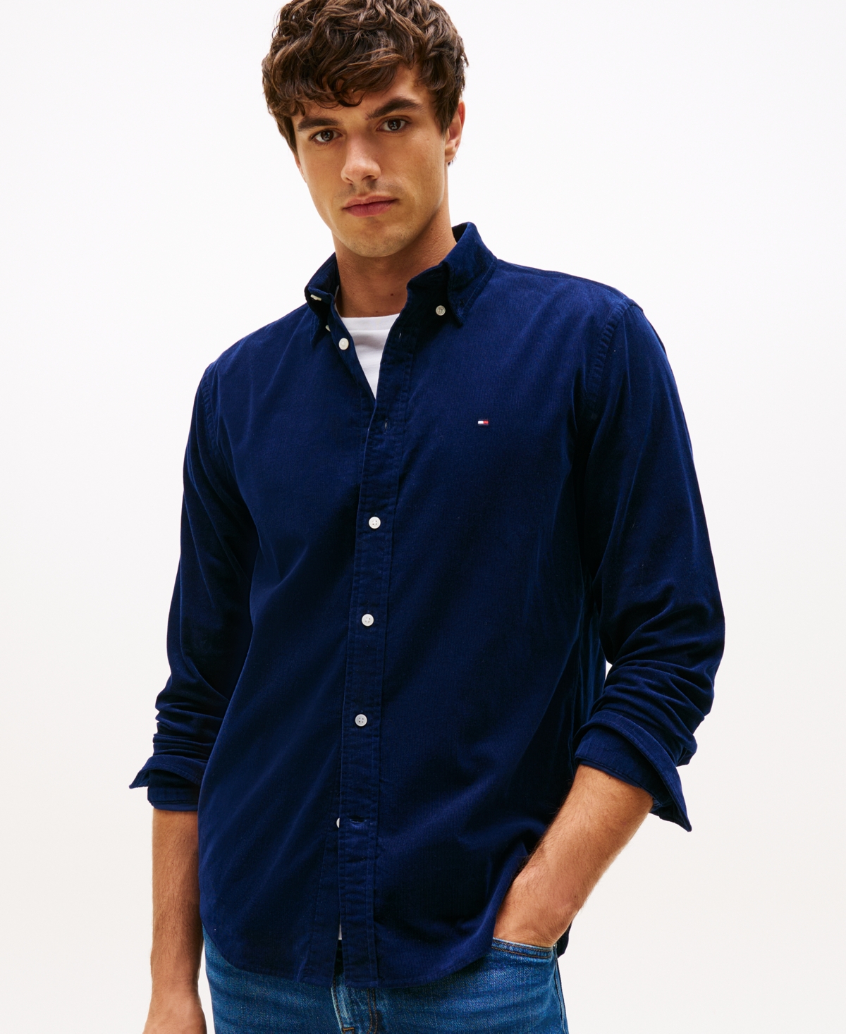 Click here for Tommy Hilfiger Mens Regular-Fit Solid Corduroy Shi... prices