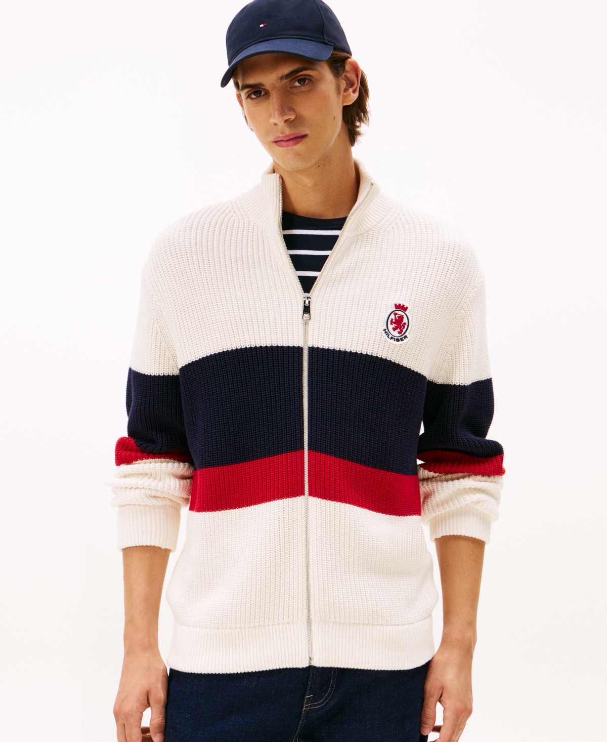 Click here for Tommy Hilfiger Mens Zip-Through Stripe Logo Sweate... prices