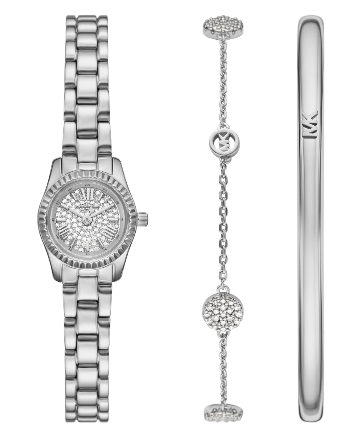 Click here for Michael Kors WomensÂ Lexington Three-Hand Silver-T... prices