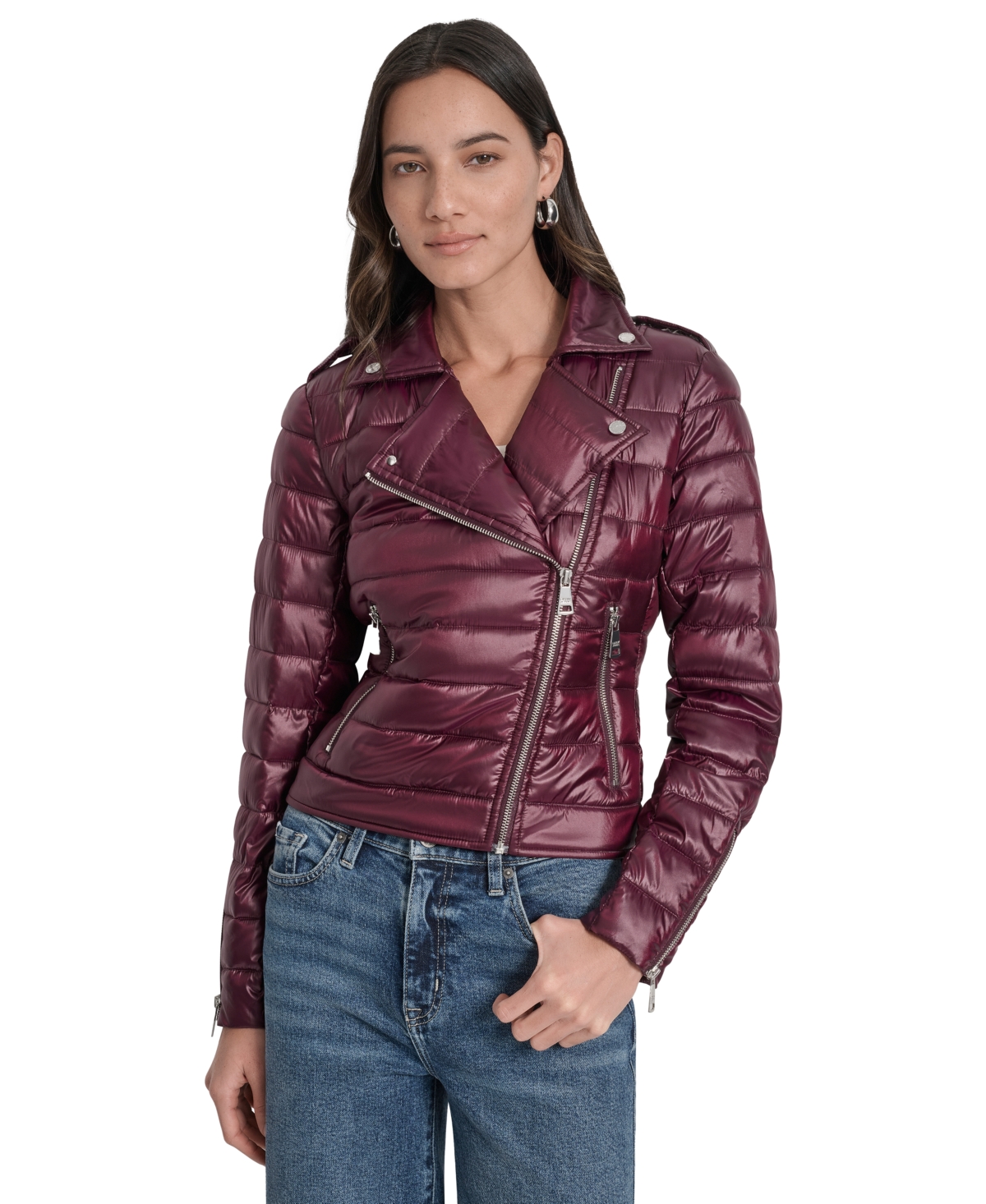 Click here for Dkny Jeans Womens Lightweight Zip-Front Puffer Jac... prices