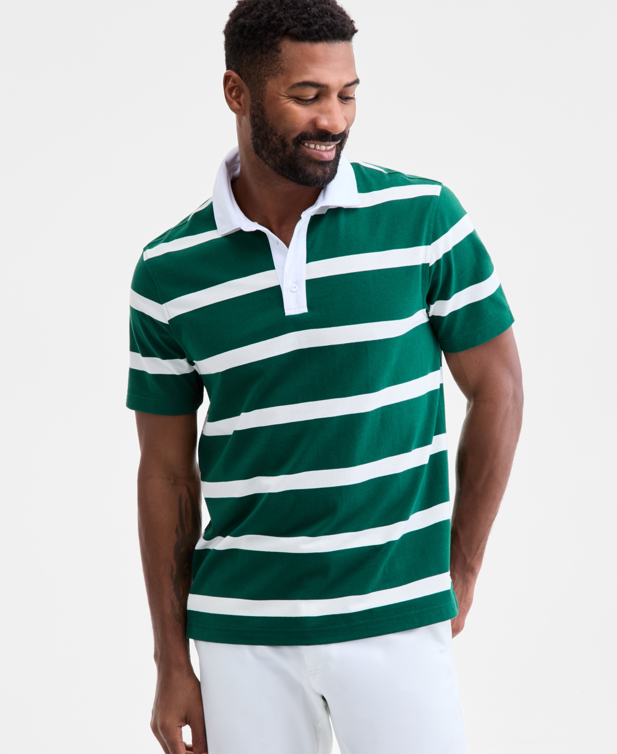 Click here for Club Room Mens Short-Sleeve Striped Rugby Shirt  M... prices
