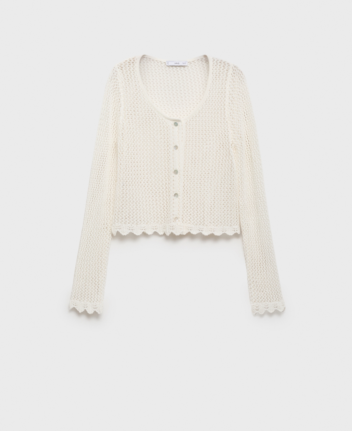 Click here for Mango Womens Crochet Buttoned Cardigan - Off White prices