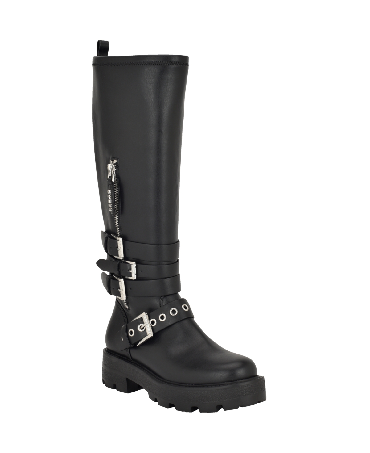Click here for Guess Womens Yanky Tall Buckled Moto Lug Boots - B... prices