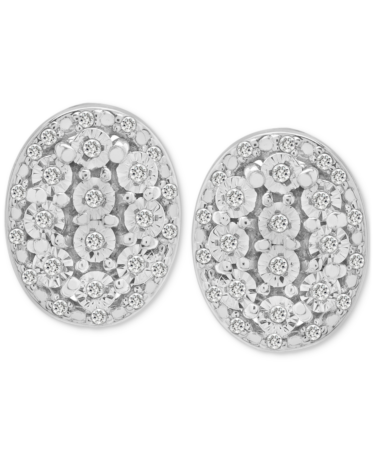Click here for Diamond Oval Halo Cluster Earrings (1/10 ct. t.w.)... prices