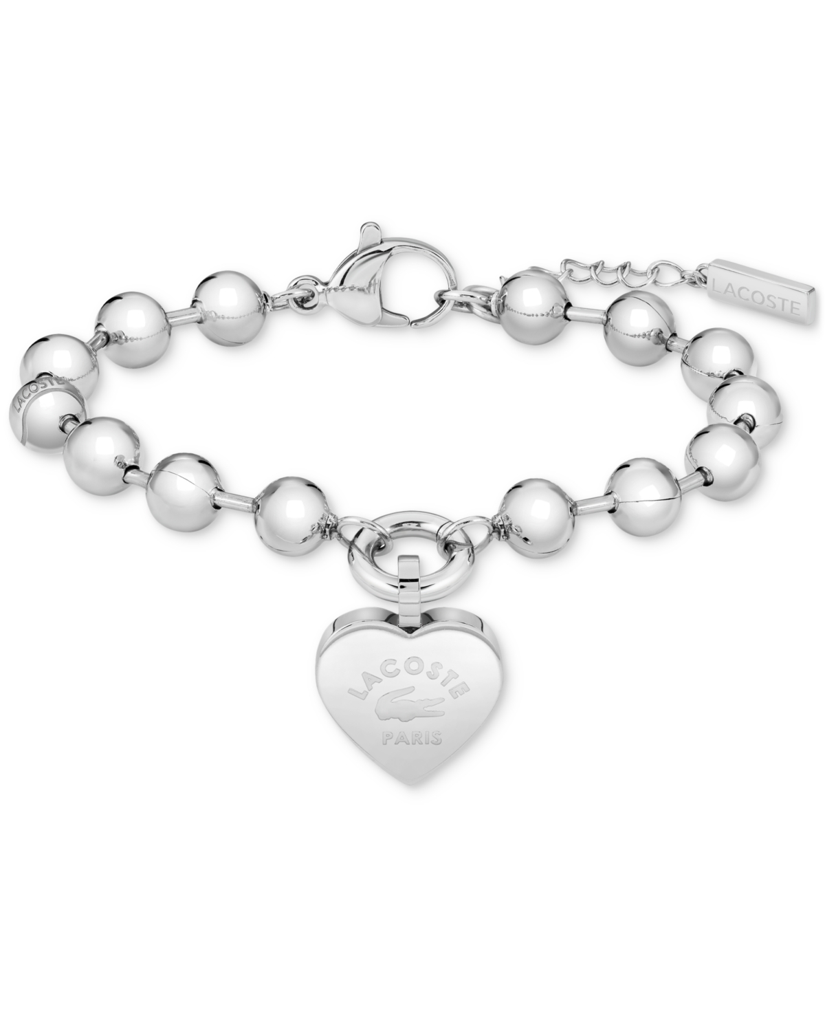 Click here for Lacoste Logo Heart Beaded Bracelet - Silver prices