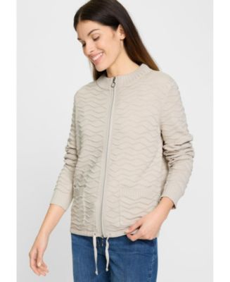Olsen Women's Novelty Stitch Zip Front Cardigan - Macy's