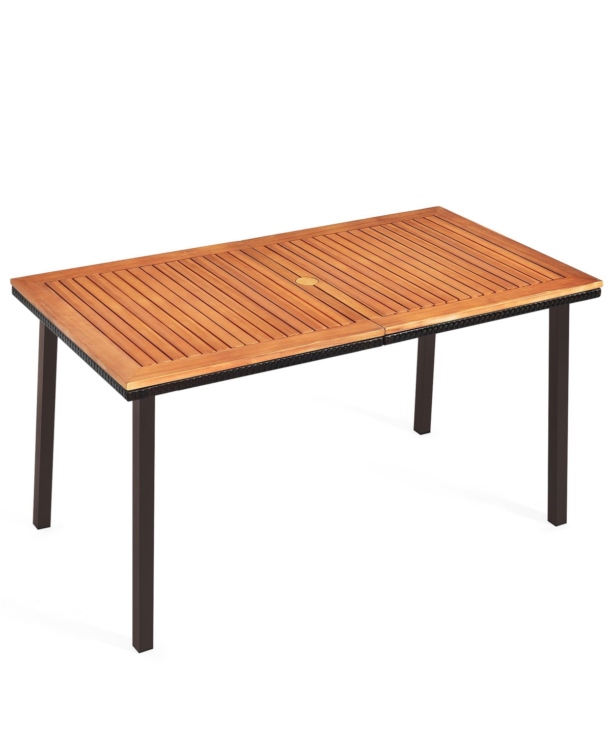 Click here for Gymax Rectangle Patio Outdoor Dining Table Acacia... prices